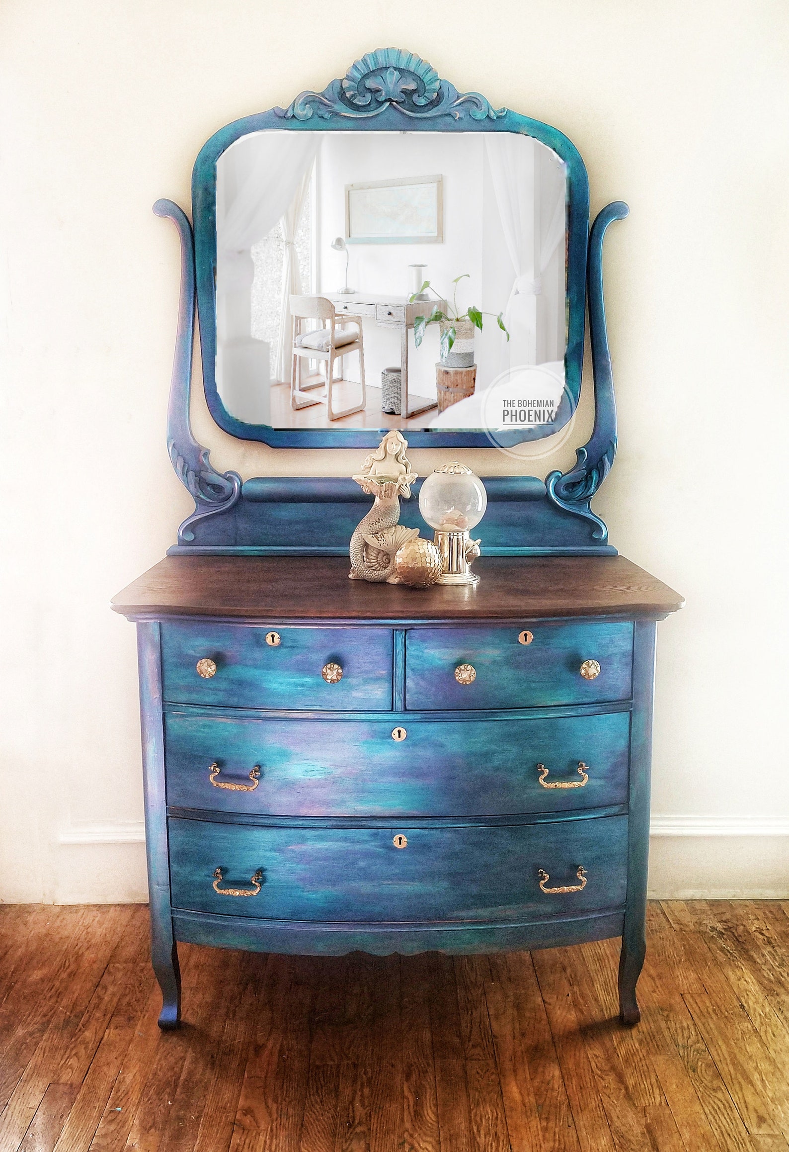 SOLD/ Mermaid / Northern Lights / Peacock Dresser / Bathroom Vanity - Etsy