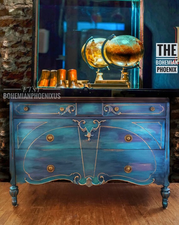 Mermaid / Northern lights / peacock dresser | Etsy