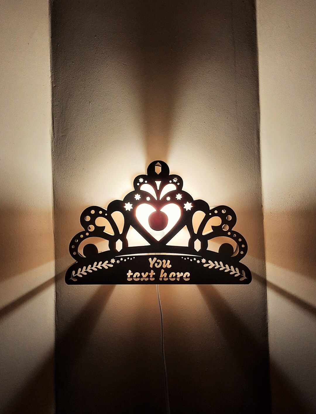 Princess Crown Nightlight Girls Room Tiara Princess Theme Light Wooden ...