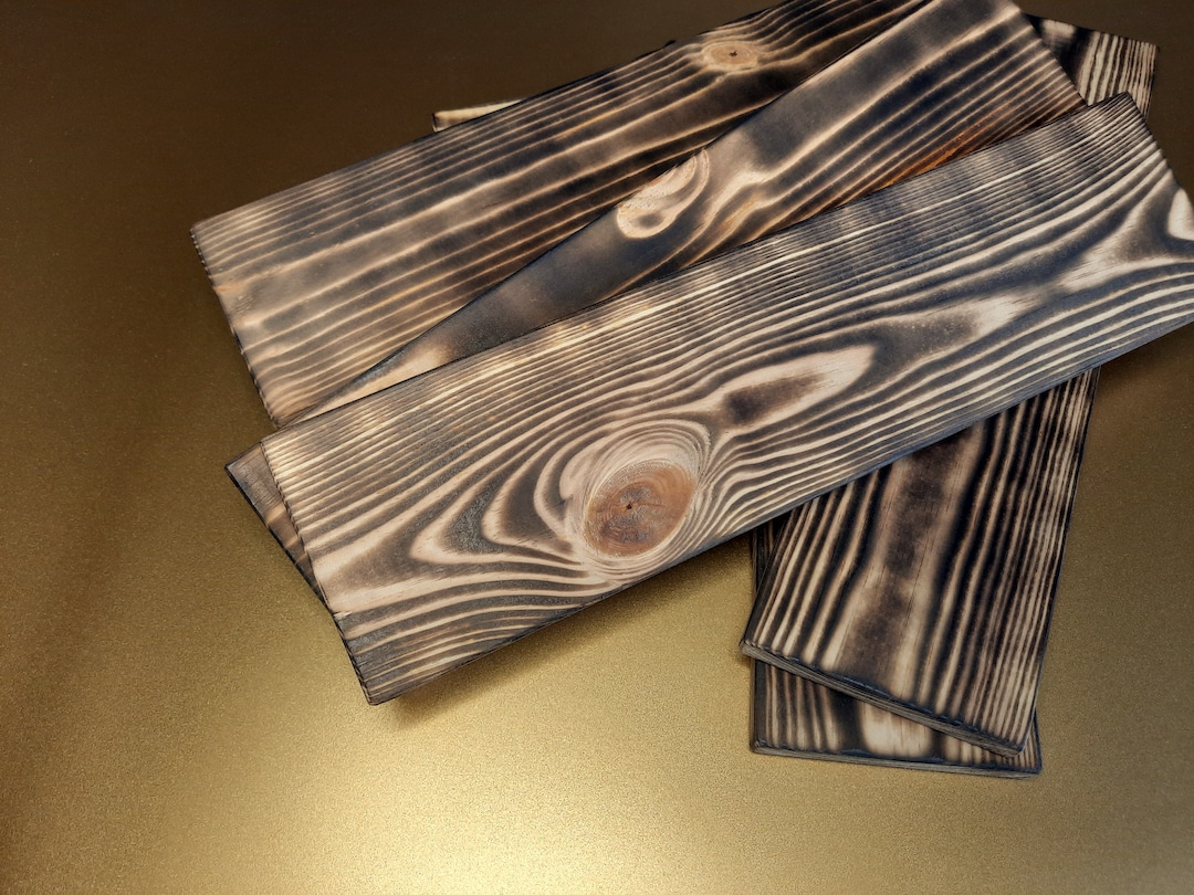 Burned Wood Bord. Rustic Wooden Boards. Burned Hardwood Black Blank ...