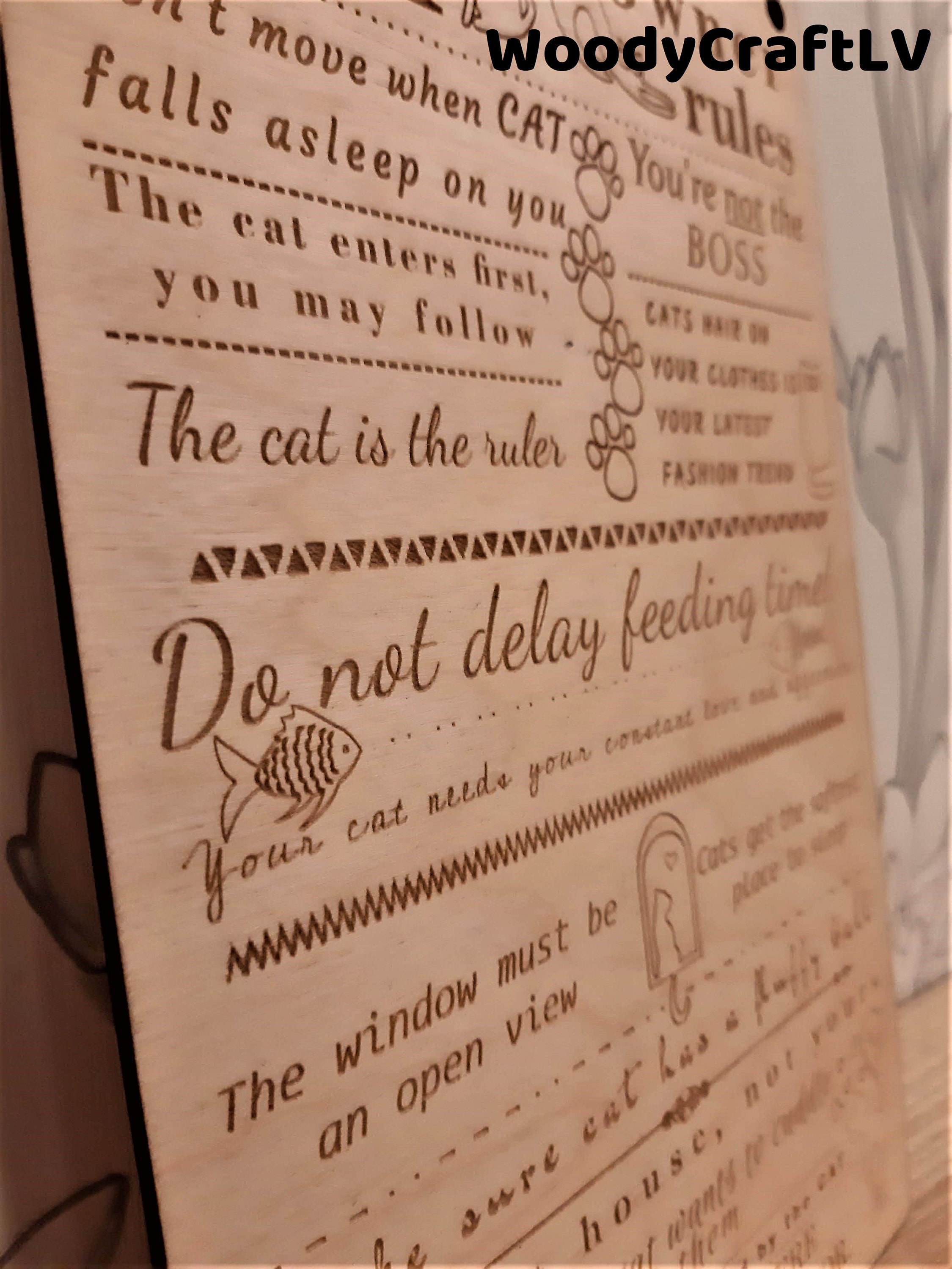 Sign cat Owner Rules, Cats Lovers, Funny Sign, Wall Decor, Perfect Gift ...