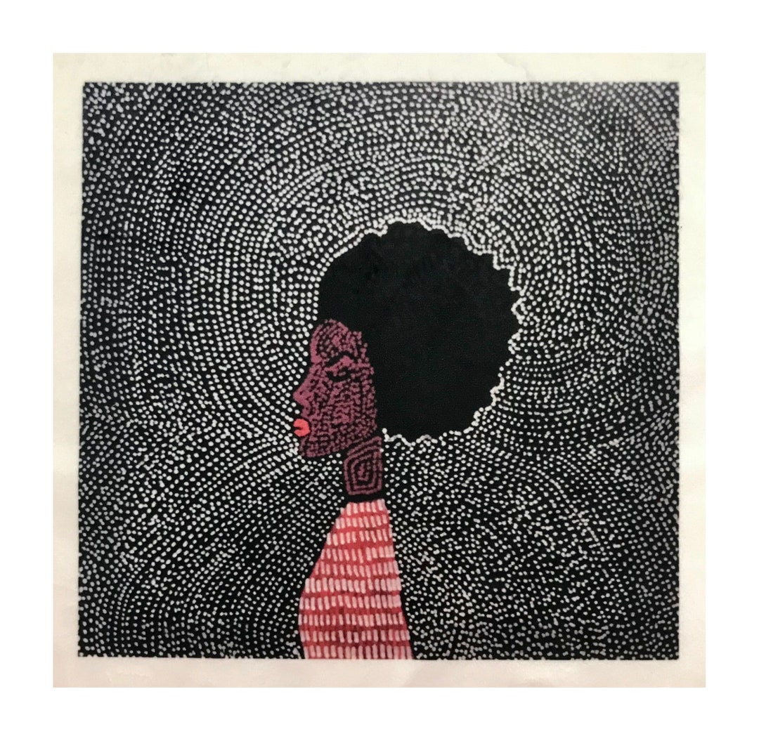 African Portrait Velvet Art Print – Abstract Woman, 19x19cm - Etsy