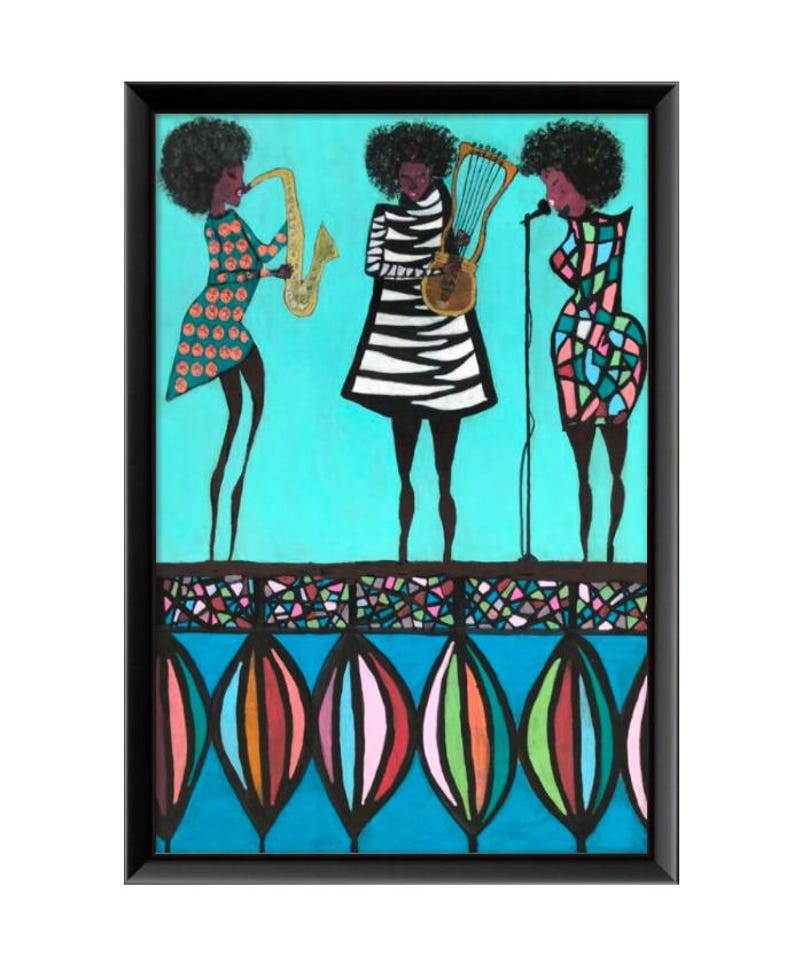 African Art Print: Women Musicians, Sax & Krar Artwork - Etsy