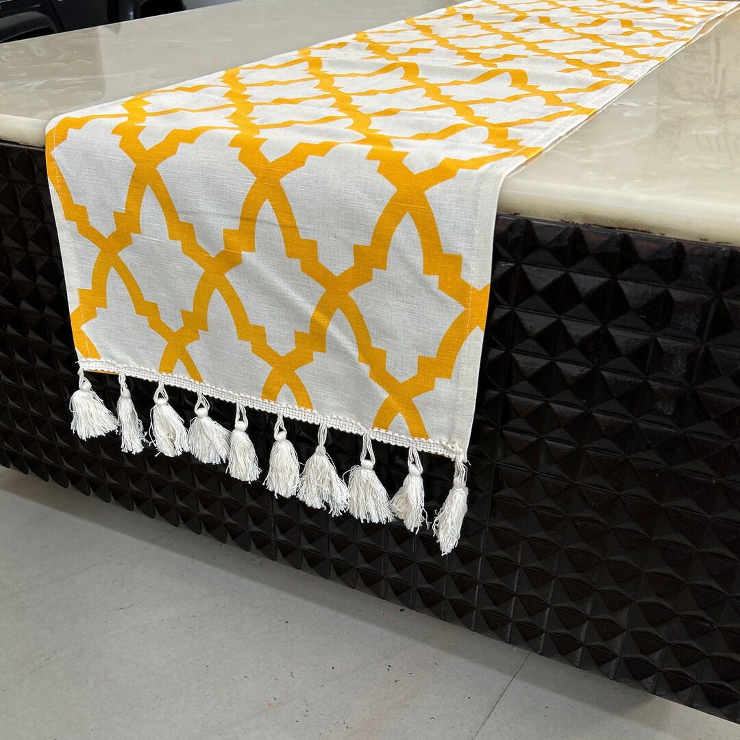 Bohemian Table Runner for Dining Table, Custom Cotton Linen Table ...