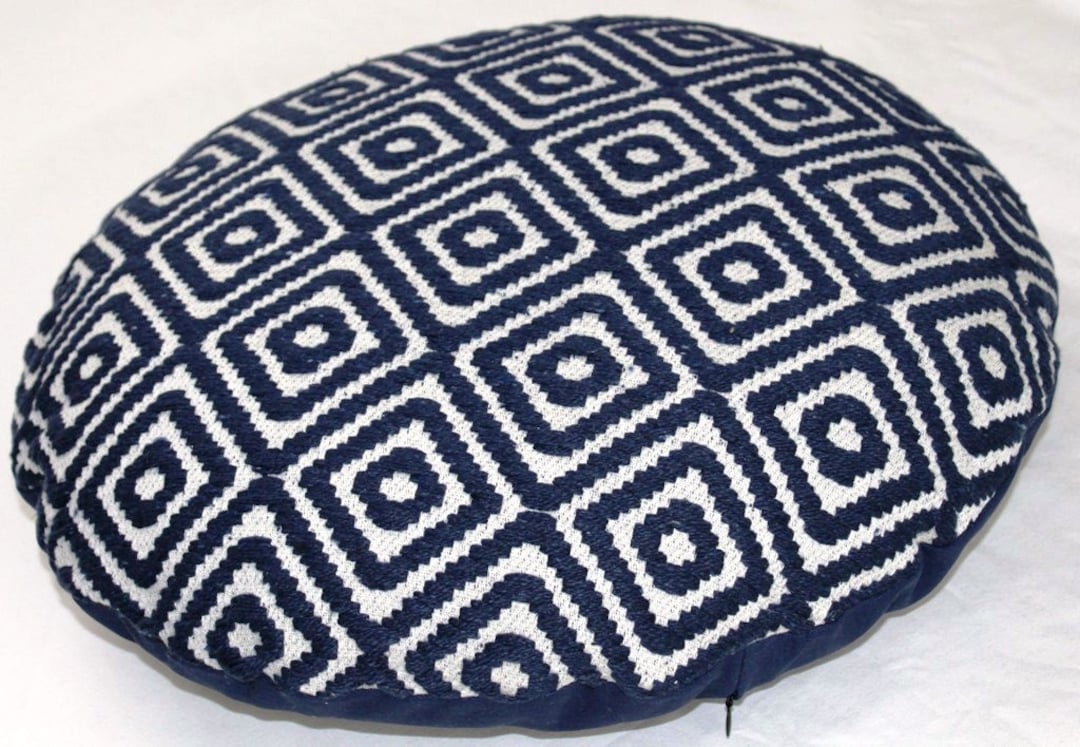 Round Floor Pillow Covers, Blue Round Throw Pillows, Bohemian Cushion ...