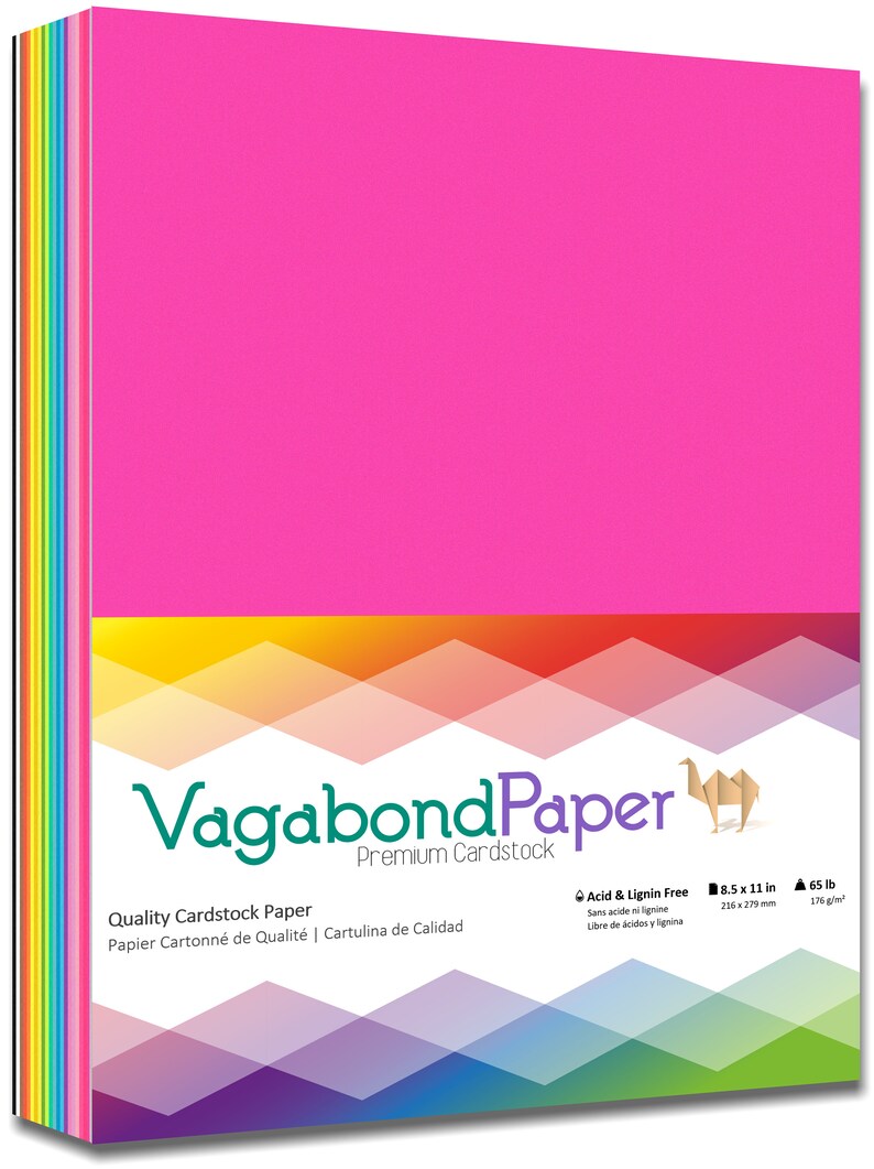 Cardstock 100 Sheets 21 Colors Bright Rainbow 8.5 X 11 Inch Sheets 65 ...