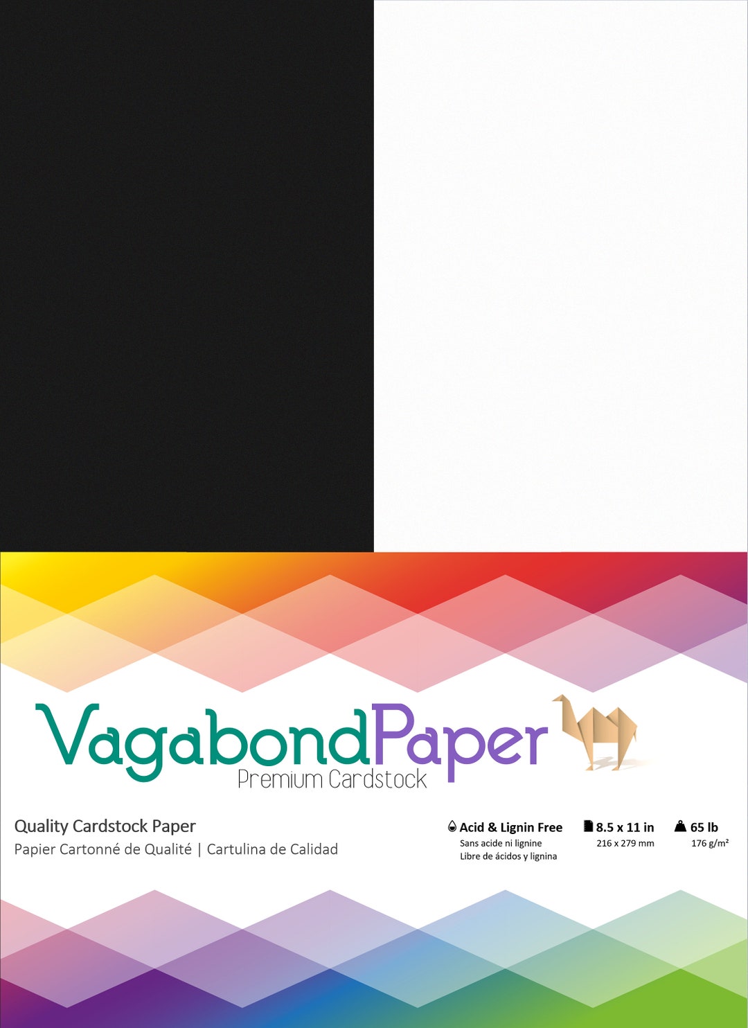 Premium Cardstock Paper 8.5 X 11 In. - Black & White - 65 Lb. Cover ...