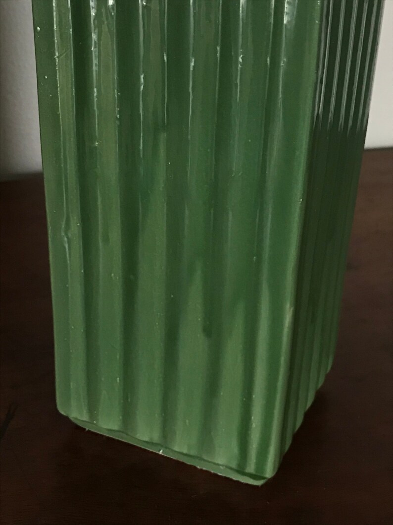 Vintage California Pottery Ribbed Moss Green Vase - Etsy