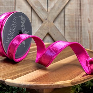 10 Yards, 1 Inch, Fuschia Pink Designer Plush Velvet Elite Wired Edge ...