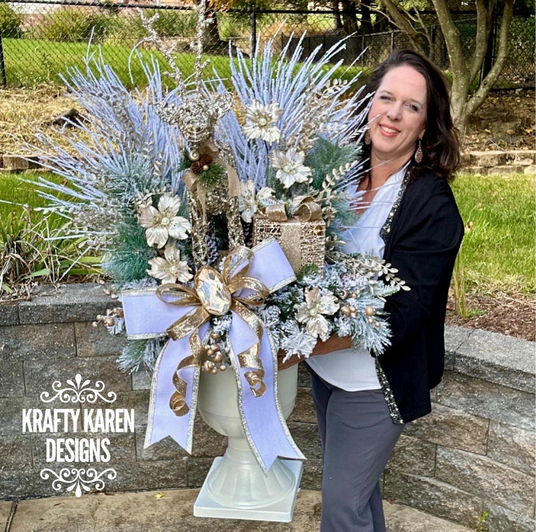 One 46” High, Extra Large Winter Glam Topiary, With Deer and Gift ...