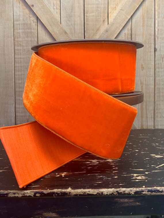 10 Yards 4 Inch Bright Orange Velvet Ribbon Wired Ribbon A | Etsy
