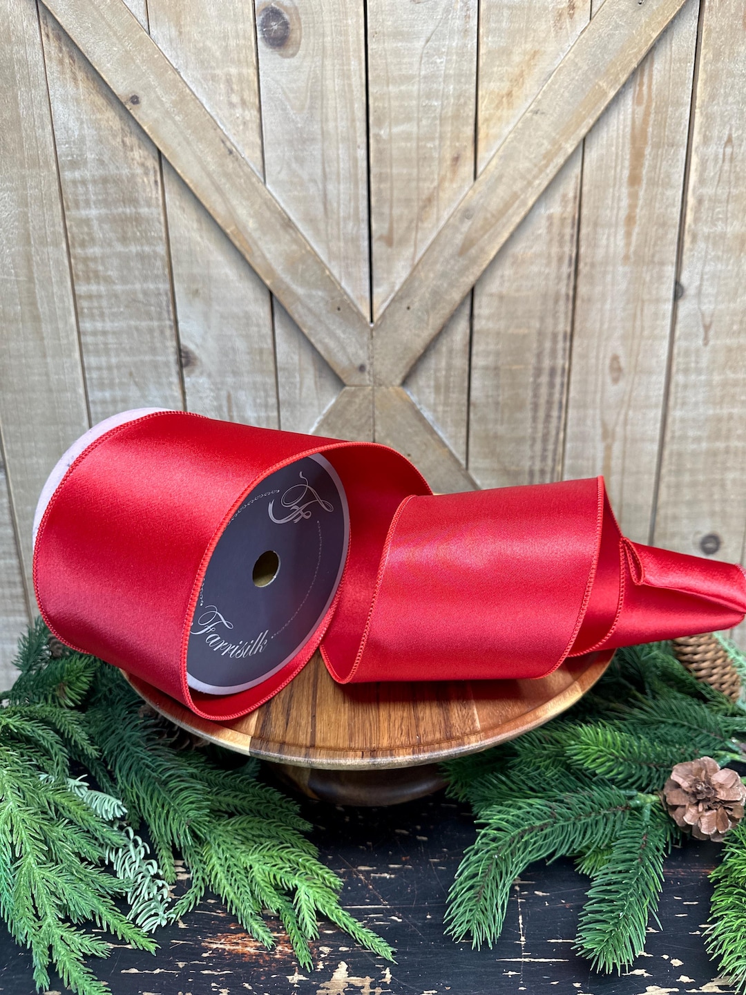 4 Inch, Red Satin Wired Ribbon, 10 Yards Designer Ribbon, Farrisilk - Etsy