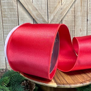 4 Inch, Red Satin Wired Ribbon, 10 Yards Designer Ribbon, Farrisilk - Etsy