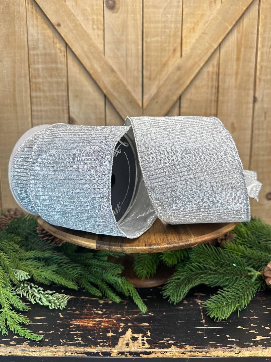 Farrisilk, 10 Yards, Pleated Metallic Silver Wired Ribbon, 4 Inch ...