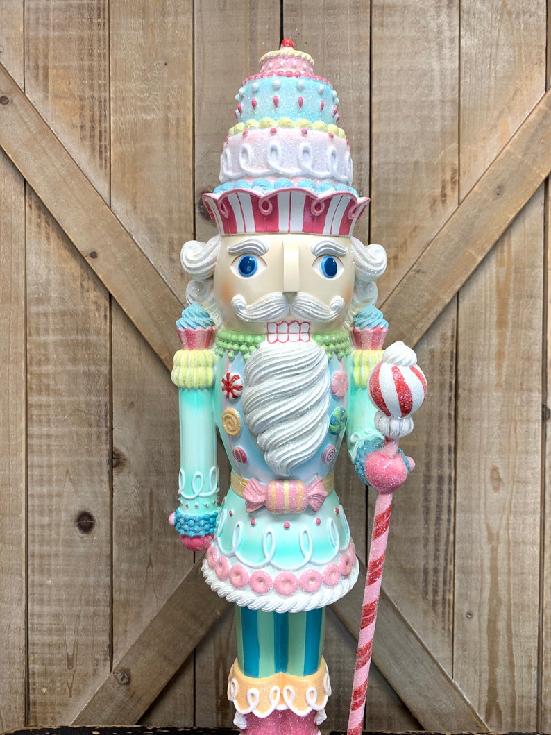 Candy Nutcracker With Staff 22 Inch Resin Nutcracker - Etsy