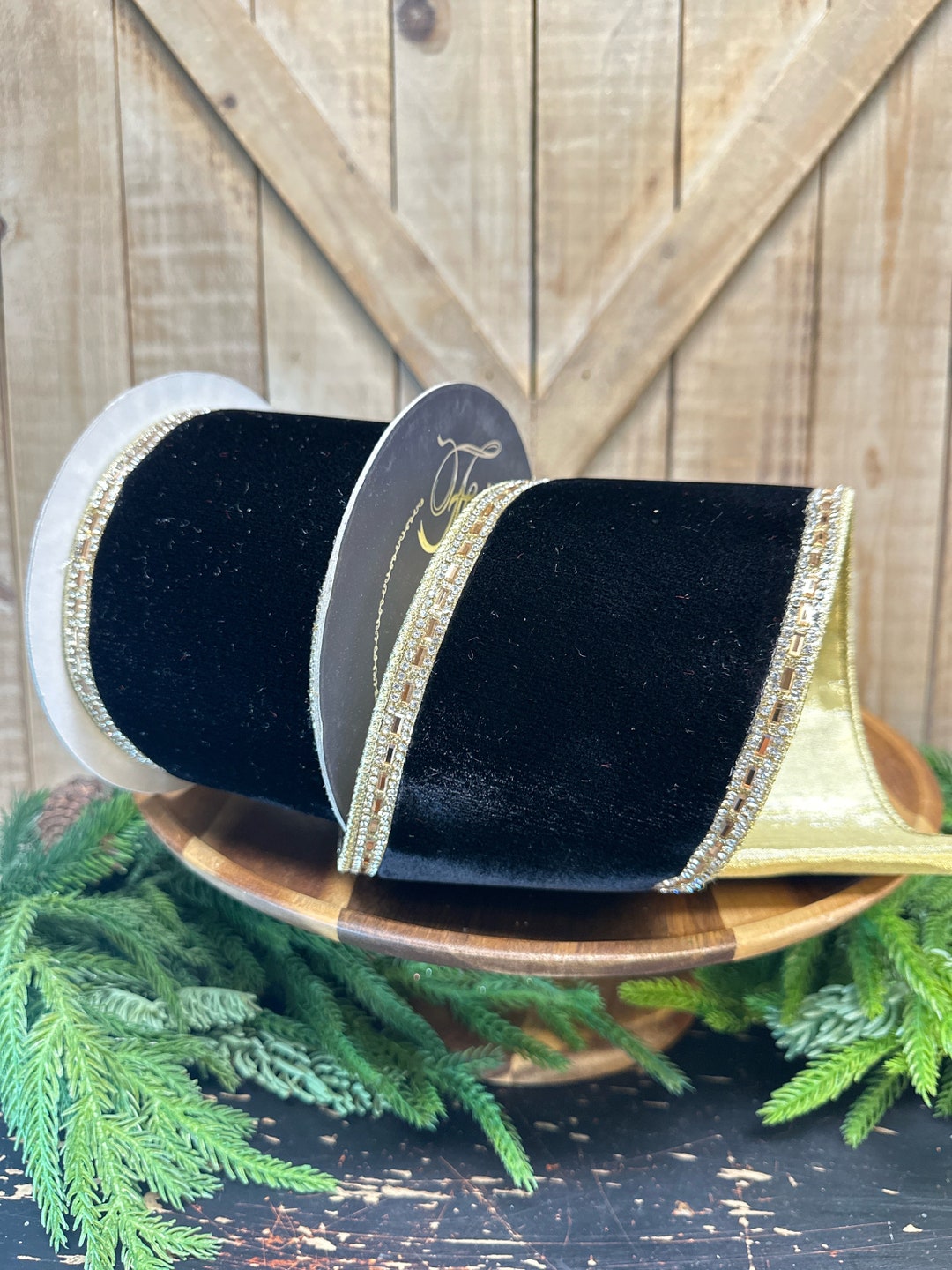 5 Yards, 4 Inch, Black Brilliant Borders, Velvet With Jeweled Border ...