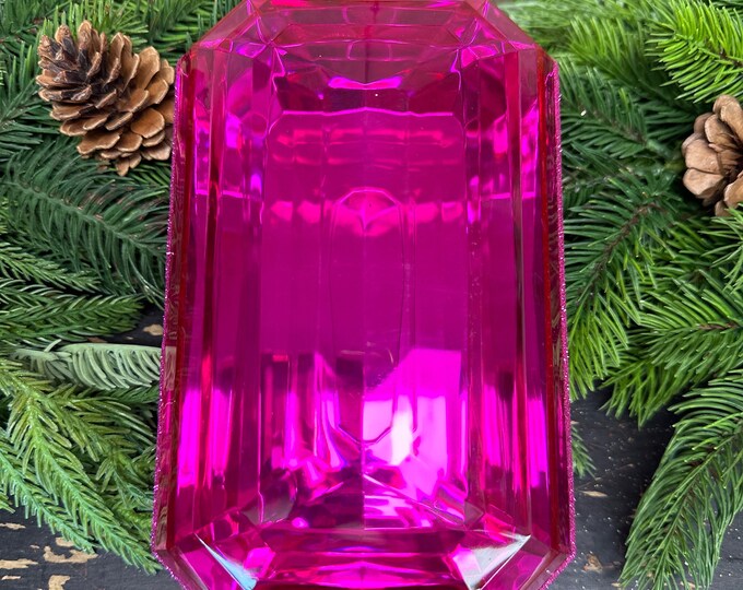 8 Inch, Regency Fuchsia Emerald Ornament, Gem Ornament, Jewel Ornament ...
