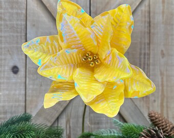 Rose Gold Jeweled Magnolia Stem, Christmas Decor, Tree Decoration ...