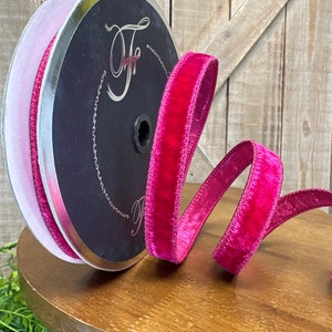 10 Yards, 3/4 Inch, Hot Pink Velvet Luster Wired Ribbon, Designer ...