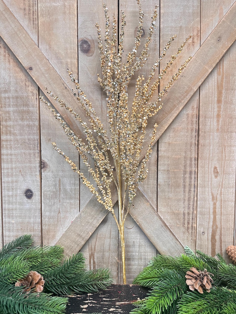 Farrisilk, Beautiful Twinkling Twigs Gold Spray, 32 Inch Tall, Holiday ...
