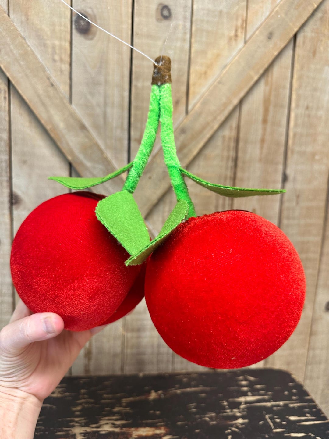 Velvet Cherry Attachment, Two Cherries, 9 Inches Tall, Larger Size ...