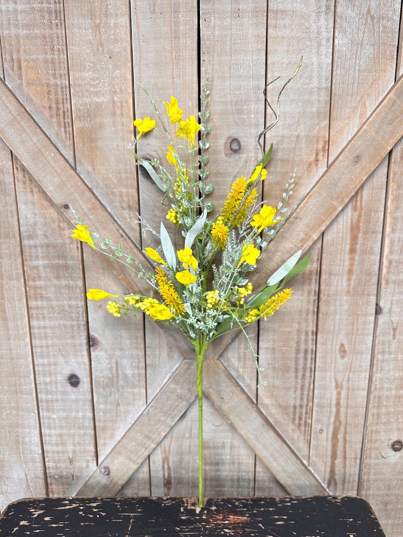 Beautiful Yellow Floral Spray, Berry Spray, 23 Inches, Floral Greenery ...