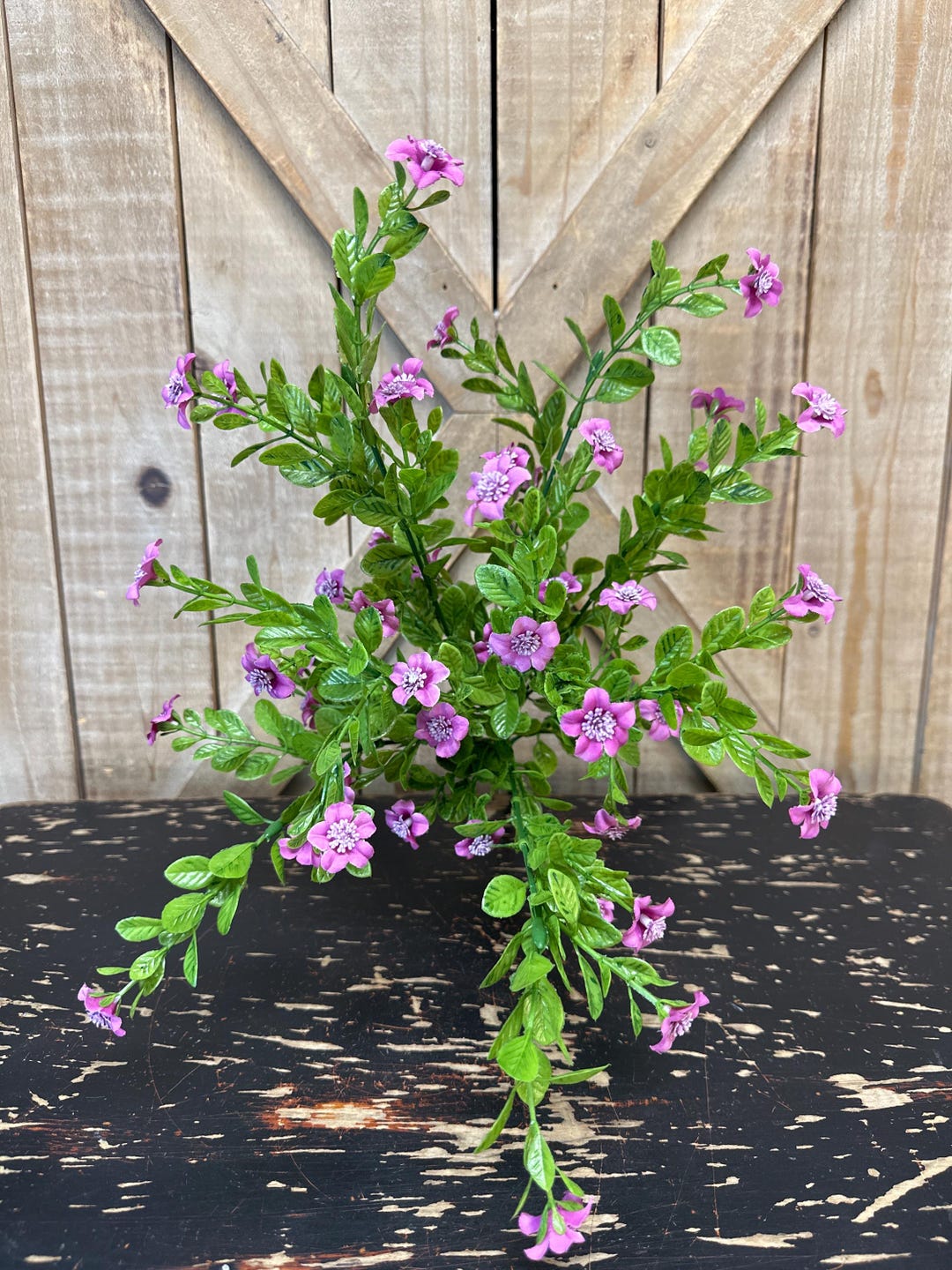 17 Inch, Fucshia Mini Flower Filler Bush, Greenery, Floral Greenery ...