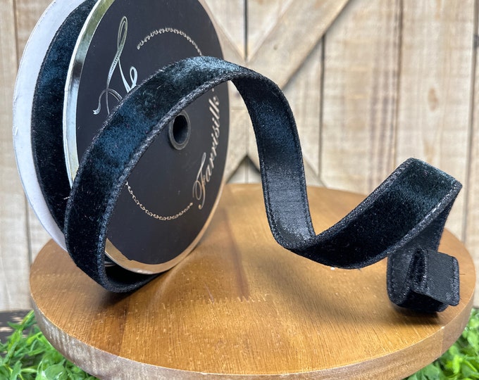 10 Yards, 1 Inch, Designer Black Velvet Luster Wired Ribbon, Designer ...