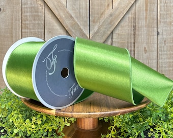 10 Yards - 2.5 Inch, Lime Green Satin Wired Ribbon, Designer Ribbon ...