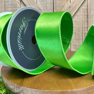 10 Yards - 2.5 Inch, Lime Green Satin Wired Ribbon, Designer Ribbon ...
