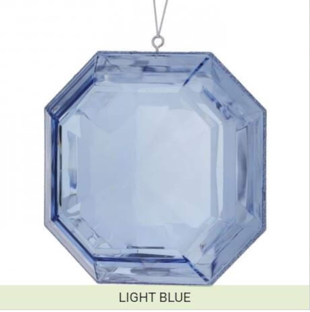 6 Inch, Regency Square Light Blue Emerald Cut Ornament, Gem Ornament ...