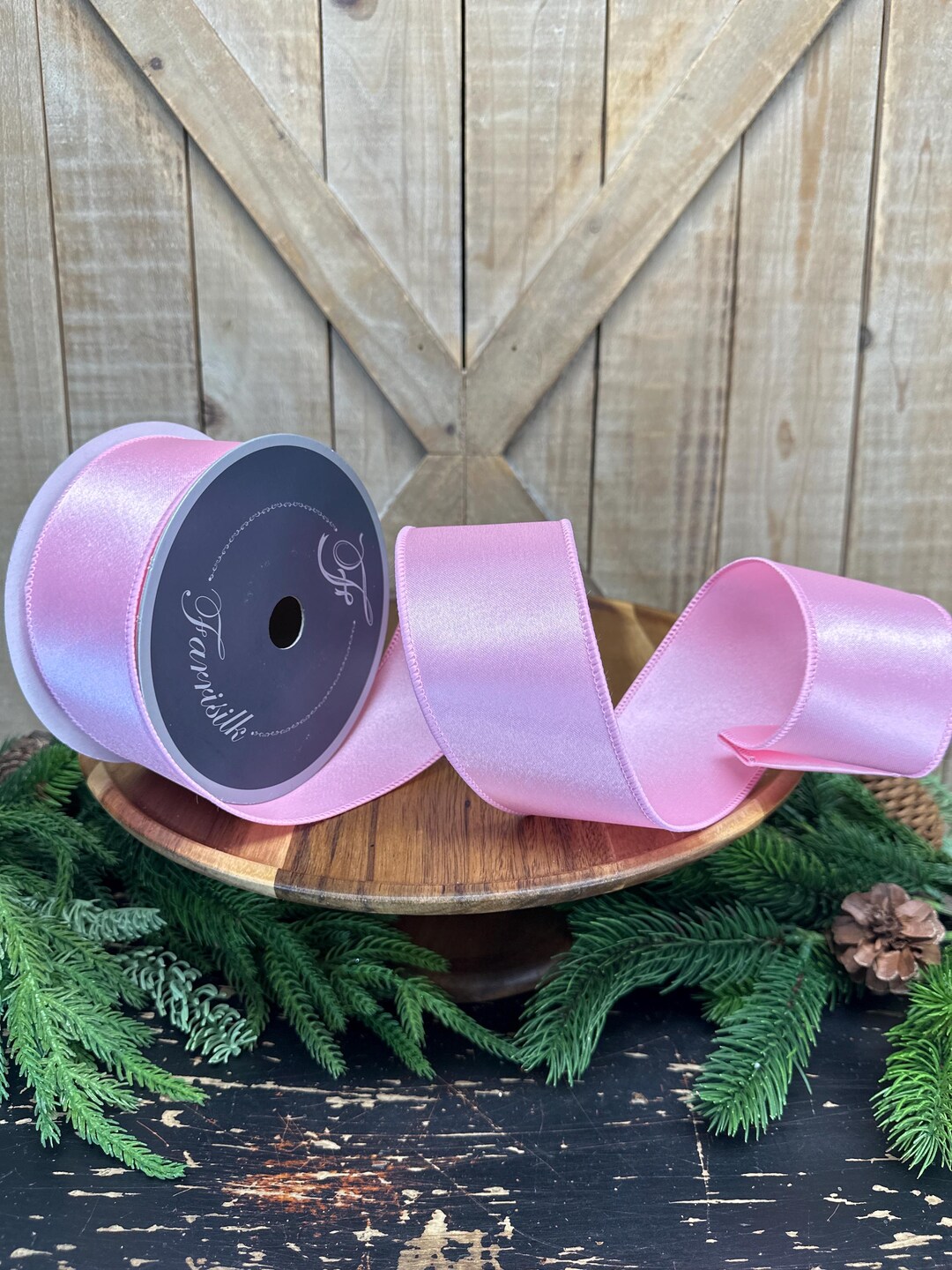 Light Pink Satin Wired Ribbon, 2.5 Inch, 10 Yards Designer Ribbon ...