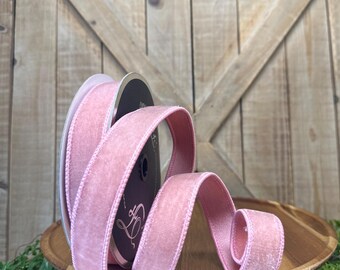 1 Inch, Red Satin Velvet Wired Ribbon, 10 Yards Designer Ribbon ...