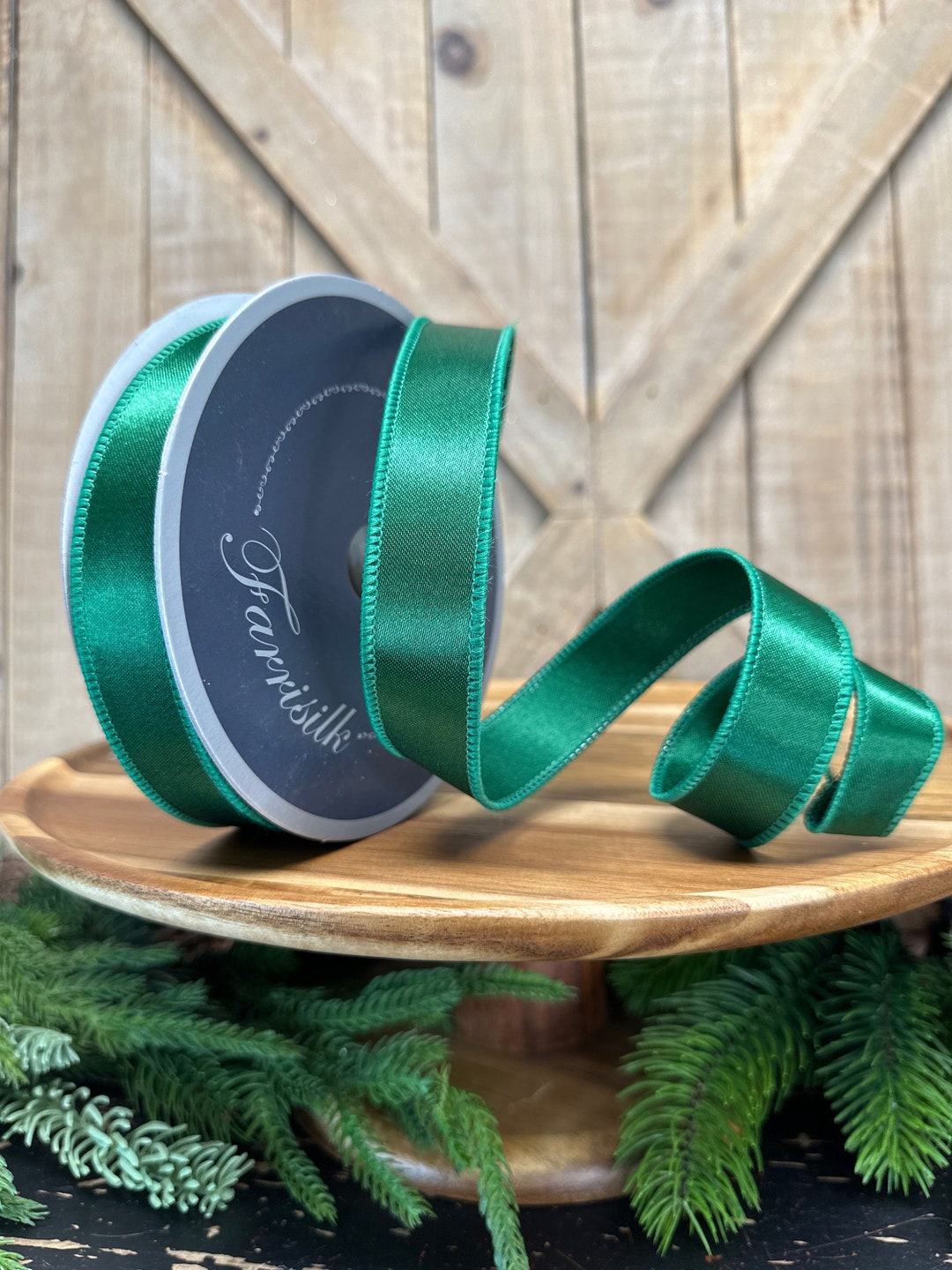 1 Inch Emerald Green Satin Wired Ribbon 10 Yards Designer - Etsy