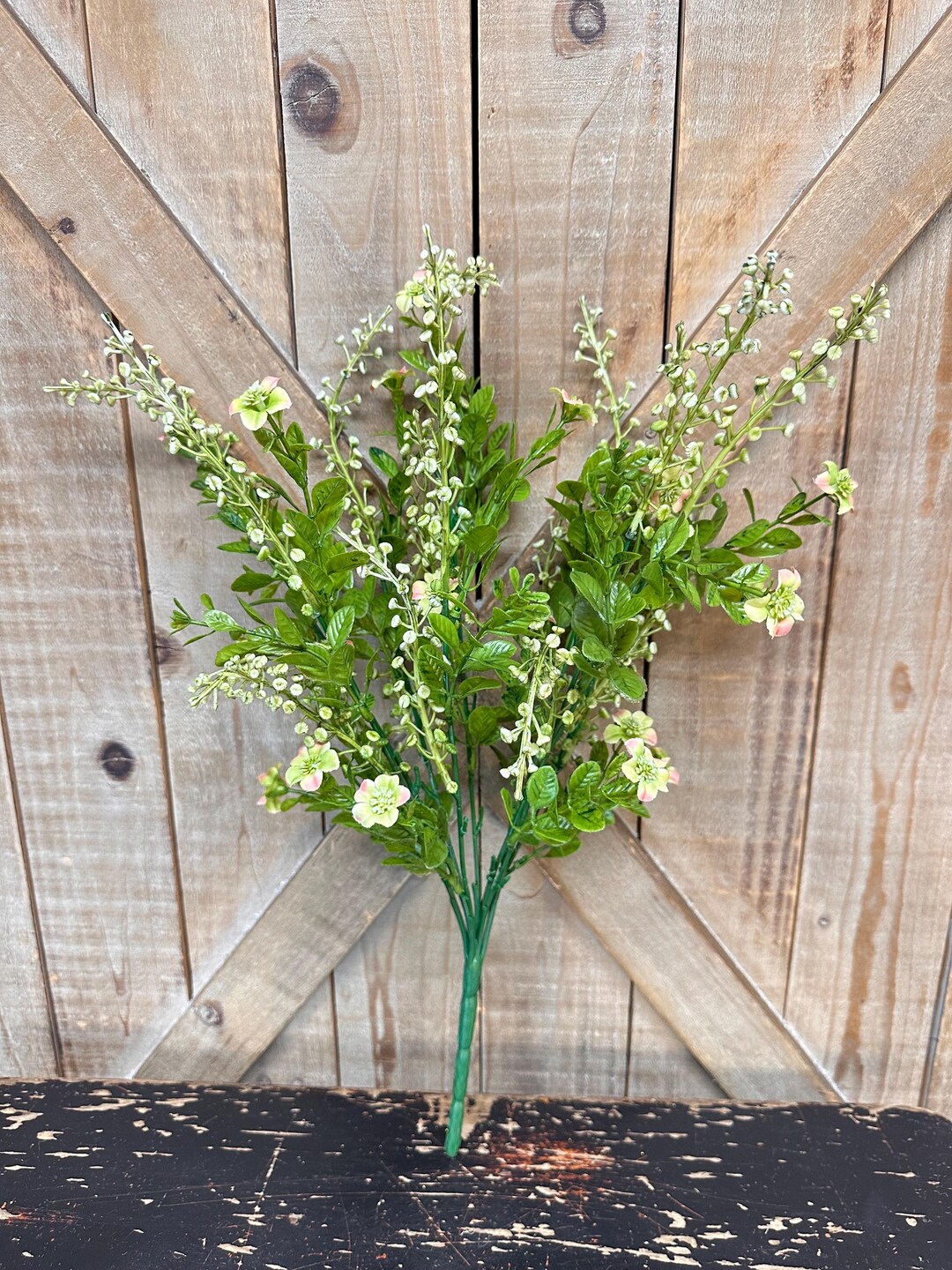 Green Seeded Floral Bush, 19 Inches, Floral Greenery, Fake Floral Bush ...