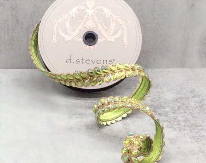 5 Yards, 1 Inch, Lime Green Jeweled Aurora Borealis, Honey Locust ...