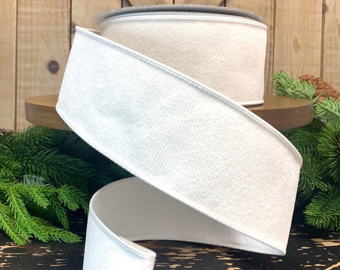 10 Yards 2.5 Inch White Diamond Dust Velvet Wired Ribbon, Designer ...