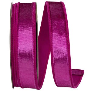 10 Yards, 1 Inch, Fuschia Pink Designer Plush Velvet Elite Wired Edge ...