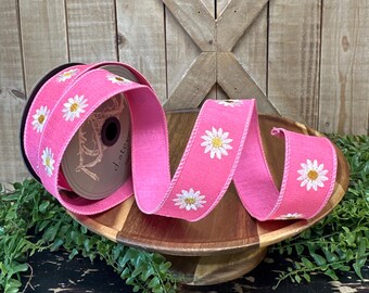 5 Yards, 4 Inch Hot Pink and Pink Velvet Ribbon, With Gold Back, Wired ...