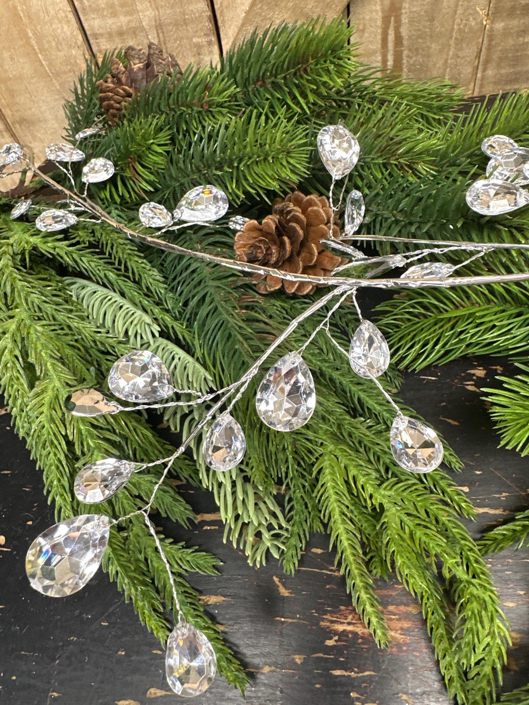 Silver Metal and Jeweled Garland, Christmas Garland, 4 Feet, Wreath ...