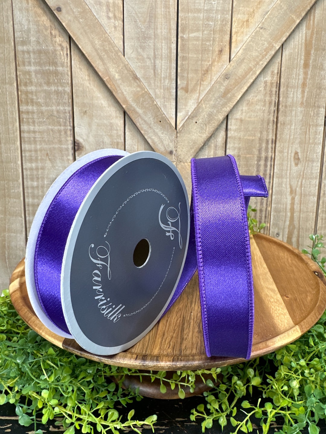 1 Inch, Purple Satin Wired Ribbon, 10 Yards Designer Ribbon, Farrisilk ...