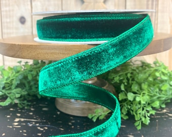Emerald Green Wired Ribbon - Etsy