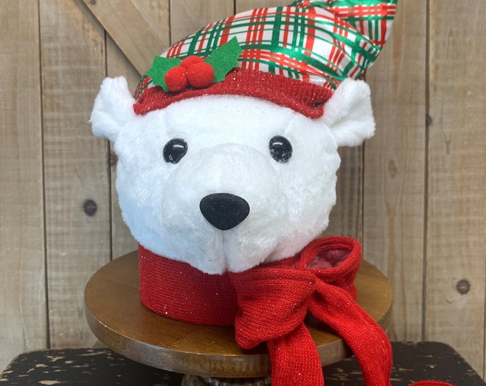 Polar Bear Tree Topper, Wreath Attachment, Holiday Decoration - Etsy