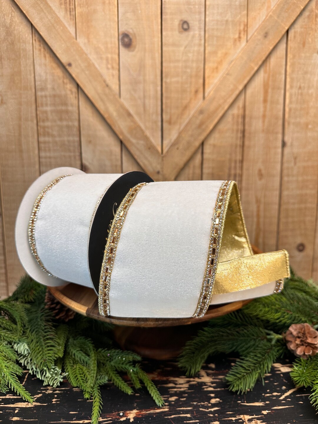 5 Yards, 4 Inch, Brilliant Borders, White Velvet With Jeweled Border ...