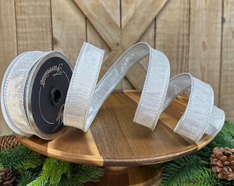 5 Yards, 4 Inch, Swirling Sequins Ivory and Gold Wired Ribbon ...