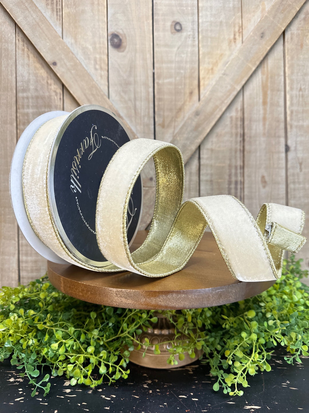 10 Yards 1.5 Inch Flashy Two Tone Cream and Gold Velvet - Etsy