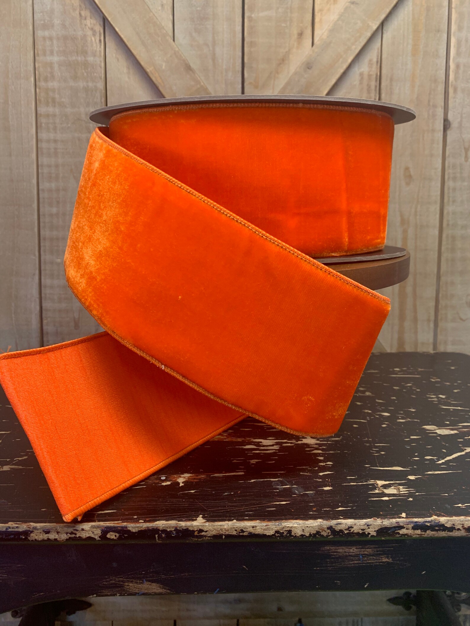 10 Yards 4 Inch Bright Orange Velvet Ribbon Wired Ribbon A | Etsy