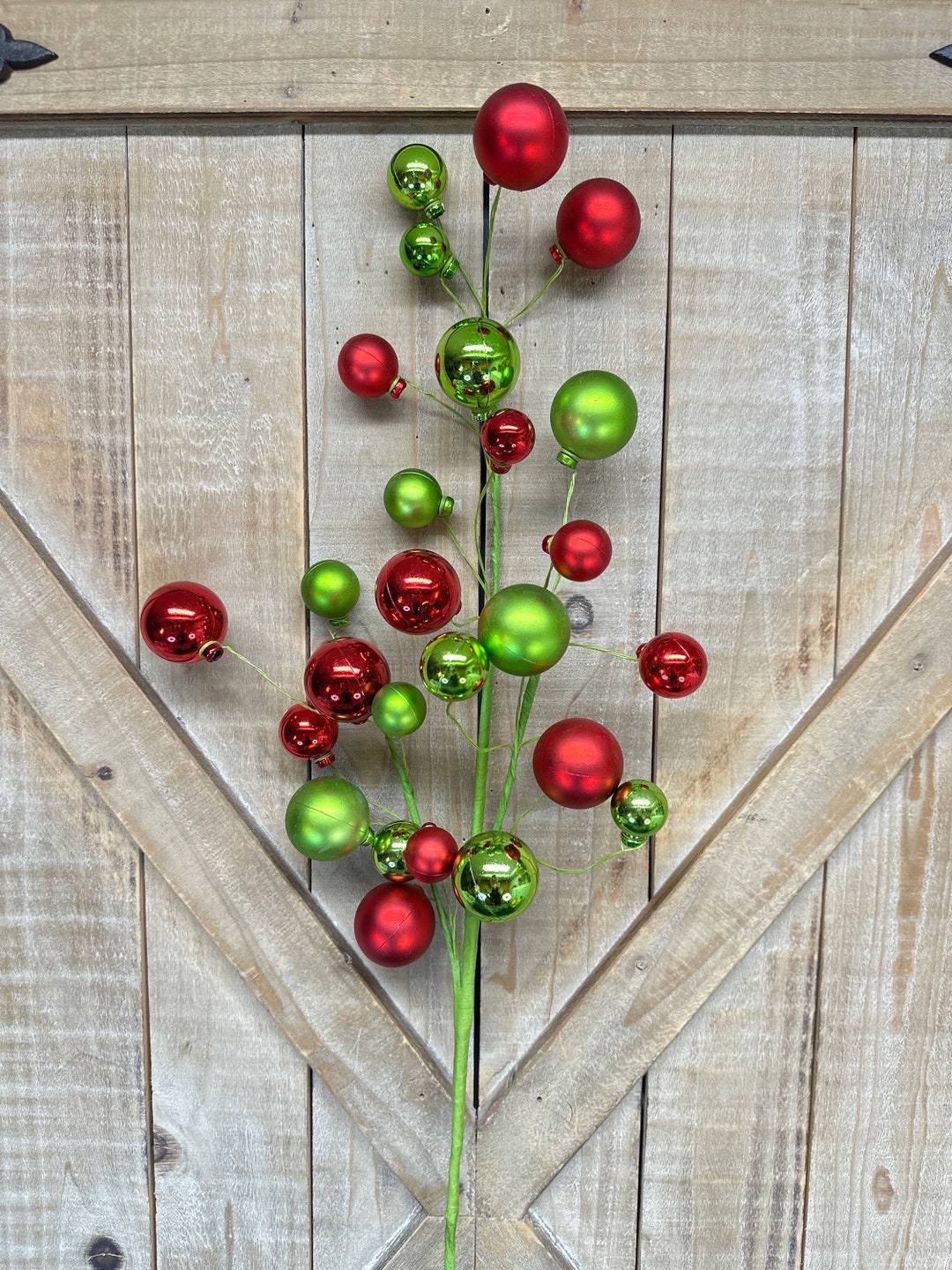 30 Inch, Red and Green Ball Spray, Wreath Supplies, Christmas Decor ...