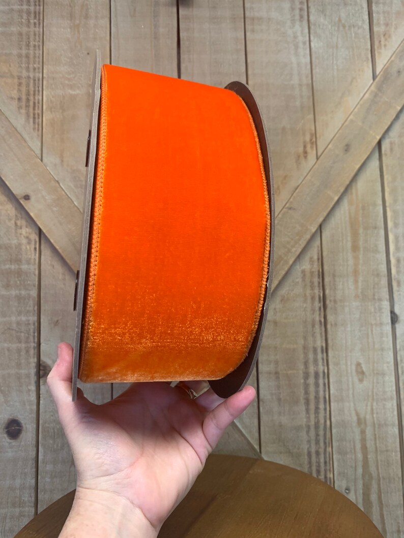 10 Yards 4 Inch Bright Orange Velvet Ribbon Wired Ribbon A | Etsy