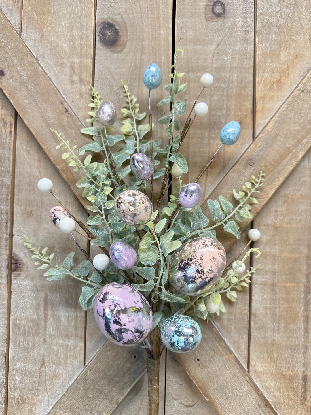 18 Inch, Multi Color Foil Egg Spray, Easter Decor, Wreath Attachment ...